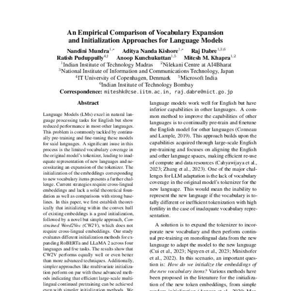An Empirical Comparison of Vocabulary Expansion and Initialization ...