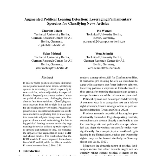 Augmented Political Leaning Detection: Leveraging Parliamentary ...