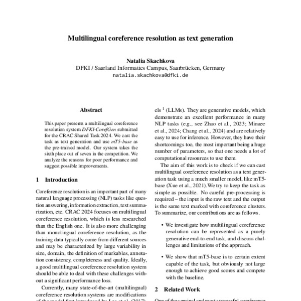 Multilingual coreference resolution as text generation - ACL Anthology
