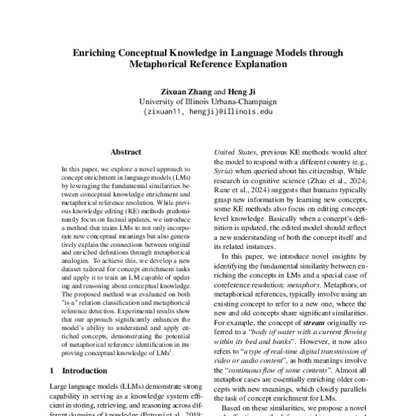 Enriching Conceptual Knowledge in Language Models through Metaphorical ...