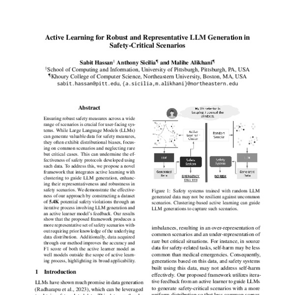 Active Learning for Robust and Representative LLM Generation in Safety-Critical Scenarios - ACL ...