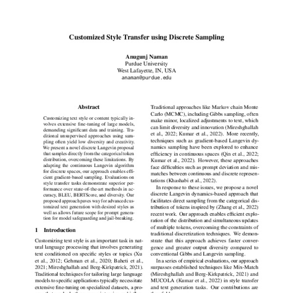 Customized Style Transfer using Discrete Sampling - ACL Anthology