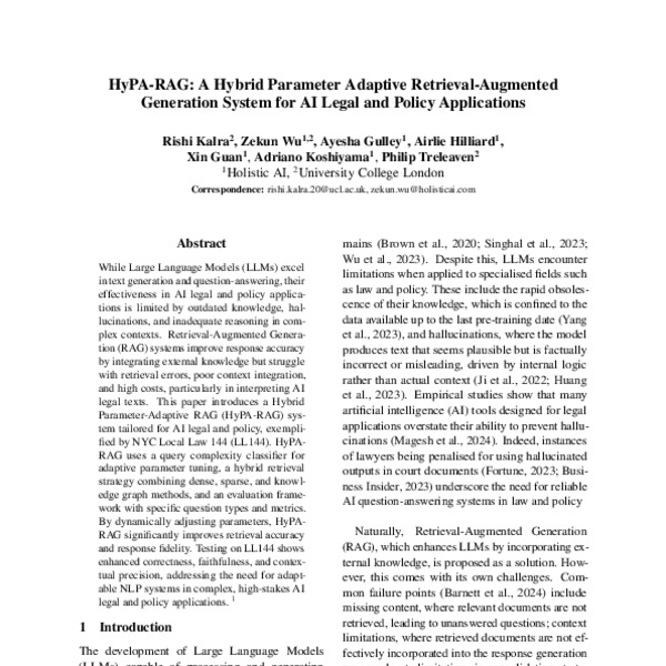 HyPA-RAG: A Hybrid Parameter Adaptive Retrieval-Augmented Generation System for AI Legal and ...