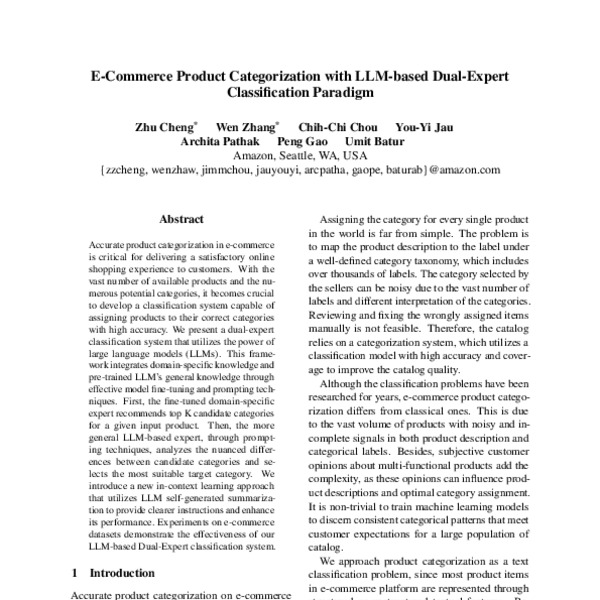 E-Commerce Product Categorization with LLM-based Dual-Expert ...