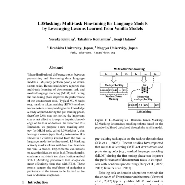 L3masking Multi Task Fine Tuning For Language Models By Leveraging