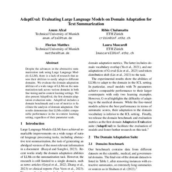 AdaptEval: Evaluating Large Language Models on Domain Adaptation for Text Summarization - ACL ...