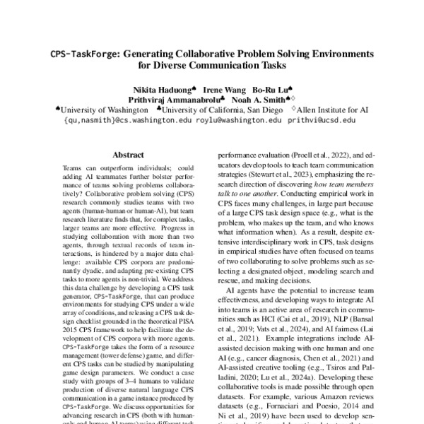 CPS-TaskForge: Generating Collaborative Problem Solving Environments ...