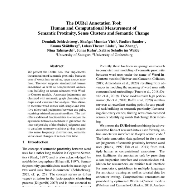 The DURel Annotation Tool: Human and Computational Measurement of Semantic Proximity, Sense ...