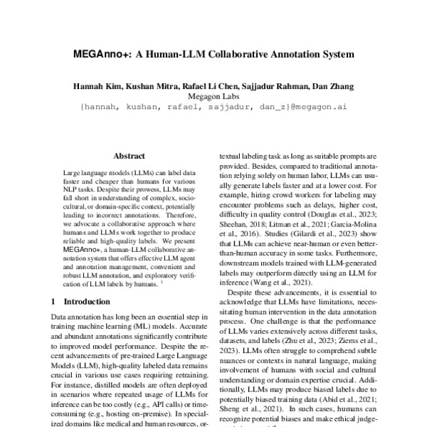 MEGAnno+: A Human-LLM Collaborative Annotation System - ACL Anthology