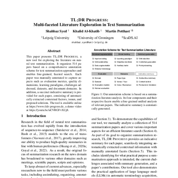 TL;DR Progress: Multi-faceted Literature Exploration in Text Summarization - ACL Anthology