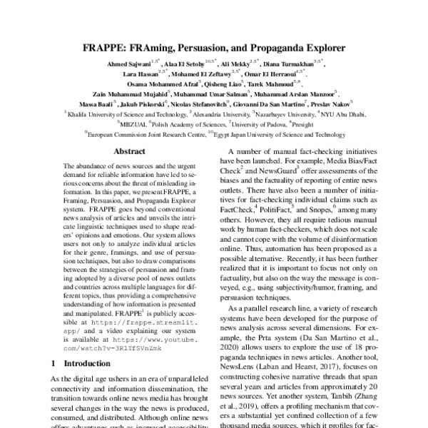 FRAPPE: FRAming, Persuasion, and Propaganda Explorer - ACL Anthology