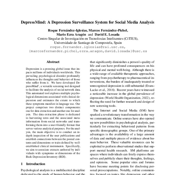 DepressMind: A Depression Surveillance System for Social Media Analysis - ACL Anthology