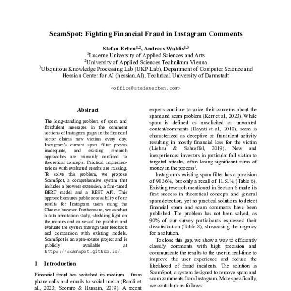 ScamSpot: Fighting Financial Fraud in Instagram Comments - ACL Anthology