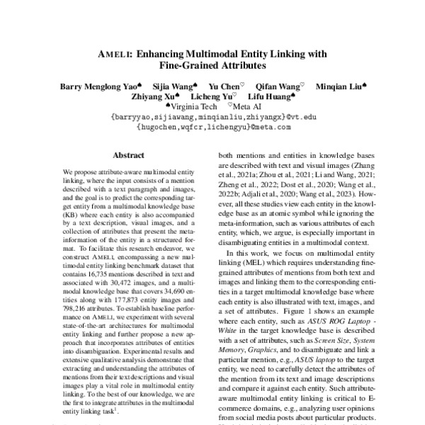 Ameli: Enhancing Multimodal Entity Linking with Fine-Grained Attributes ...