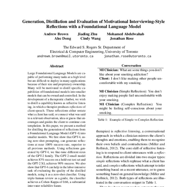 Generation, Distillation and Evaluation of Motivational Interviewing ...