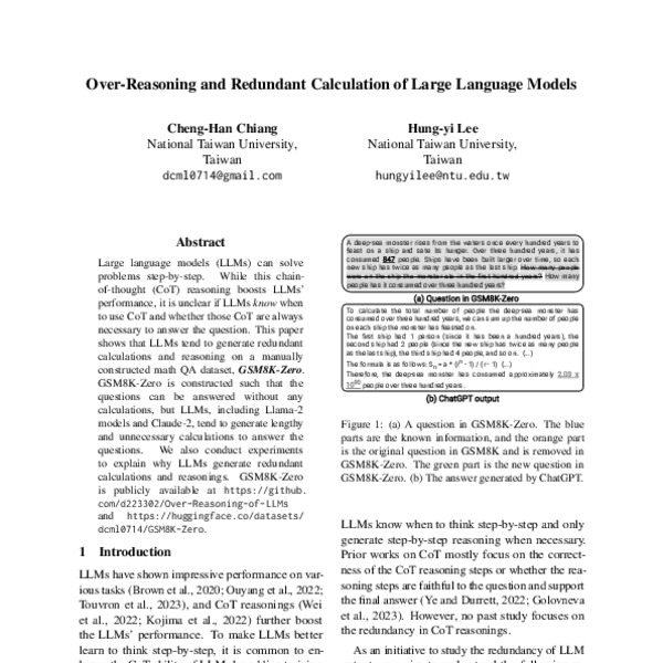 Over-Reasoning and Redundant Calculation of Large Language Models - ACL Anthology