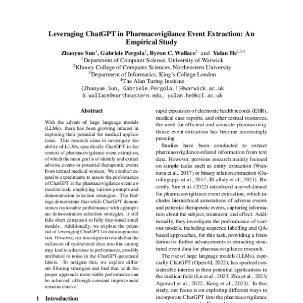 Leveraging ChatGPT in Pharmacovigilance Event Extraction: An Empirical ...