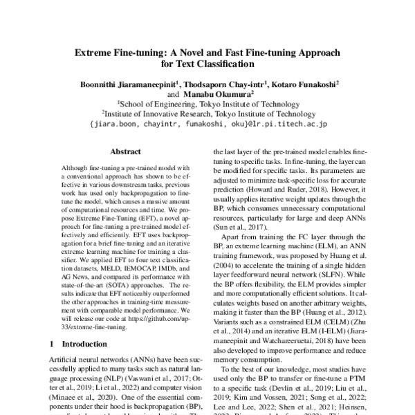 Extreme Fine-tuning: A Novel and Fast Fine-tuning Approach for Text ...