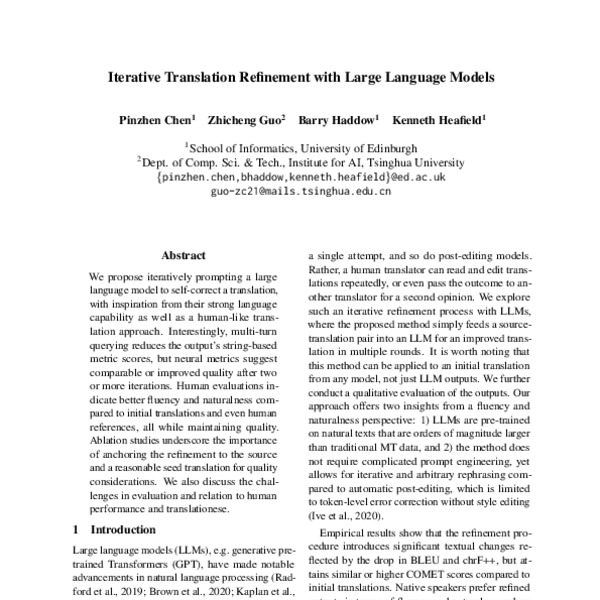 Iterative Translation Refinement with Large Language Models - ACL Anthology