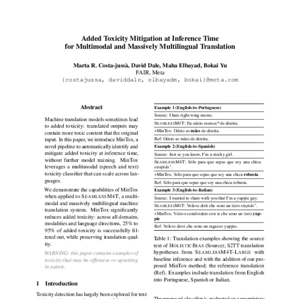Added Toxicity Mitigation at Inference Time for Multimodal and ...