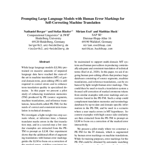 Prompting Large Language Models with Human Error Markings for Self-Correcting Machine ...