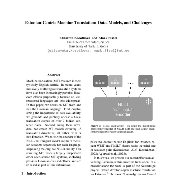 Estonian-Centric Machine Translation: Data, Models, and Challenges ...
