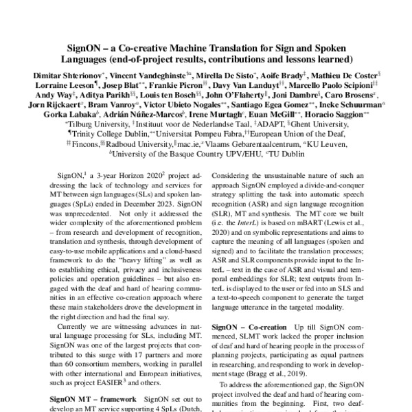 SignON – a Co-creative Machine Translation for Sign and Spoken ...