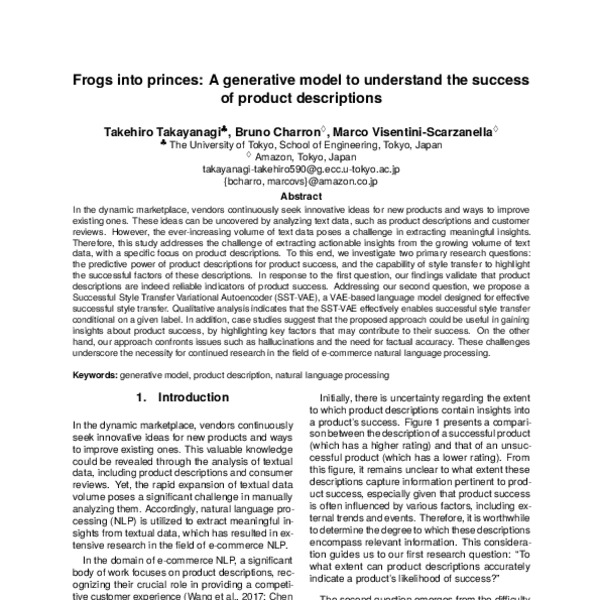 Frogs into princes: A generative model to understand the success of ...