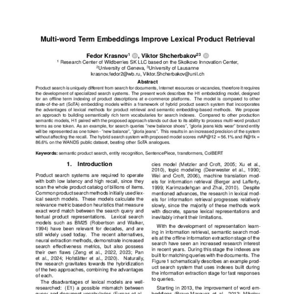Multi-word Term Embeddings Improve Lexical Product Retrieval - ACL Anthology