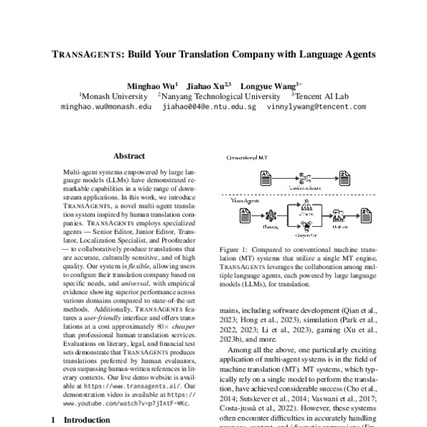 TransAgents: Build Your Translation Company with Language Agents - ACL ...
