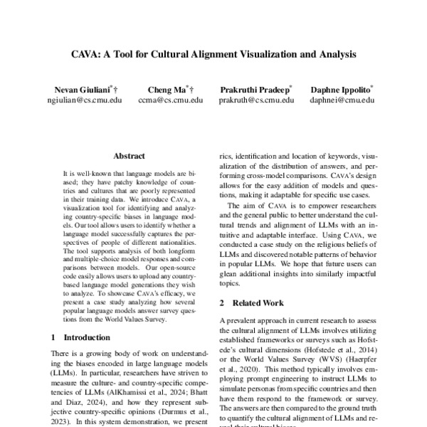 CAVA: A Tool for Cultural Alignment Visualization & Analysis - ACL Anthology
