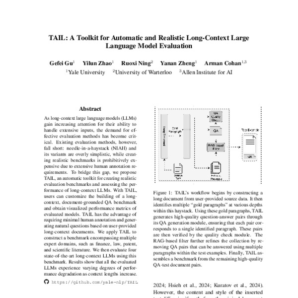 TAIL: A Toolkit for Automatic and Realistic Long-Context Large Language Model Evaluation - ACL ...