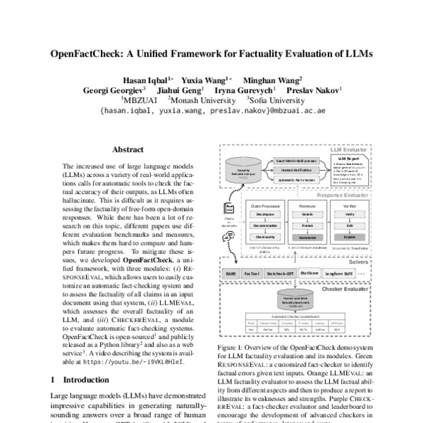 OpenFactCheck: A Unified Framework for Factuality Evaluation of LLMs - ACL Anthology