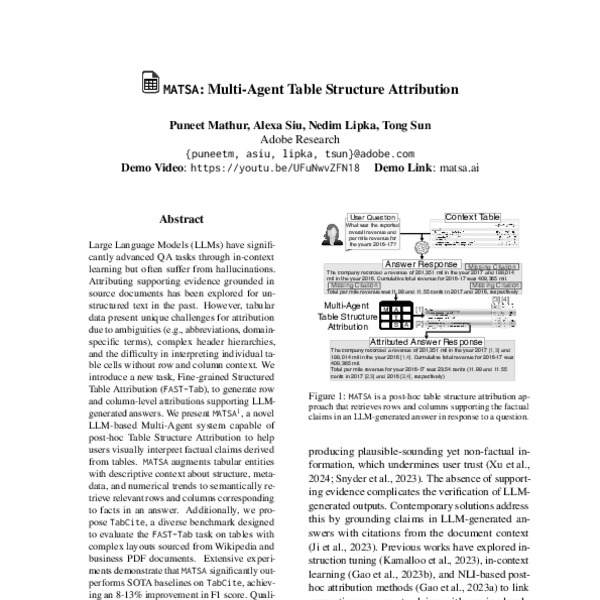 MATSA: Multi-Agent Table Structure Attribution - ACL Anthology