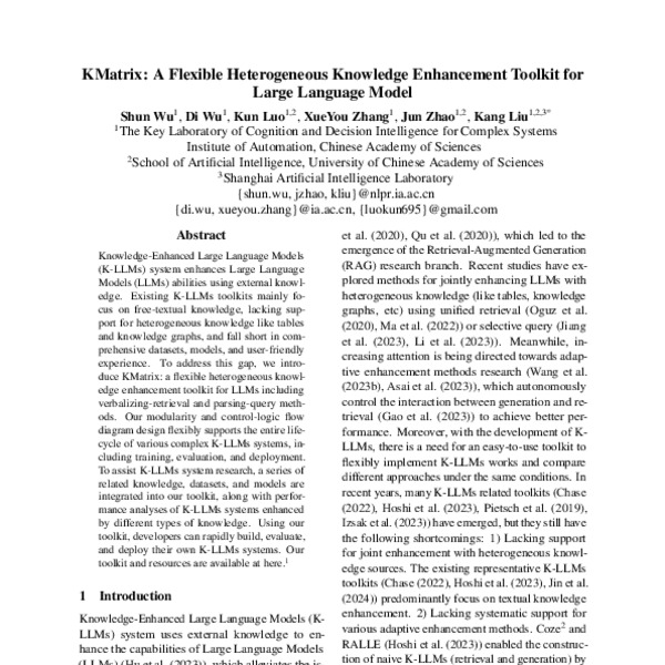 KMatrix: A Flexible Heterogeneous Knowledge Enhancement Toolkit for Large Language Model - ACL ...