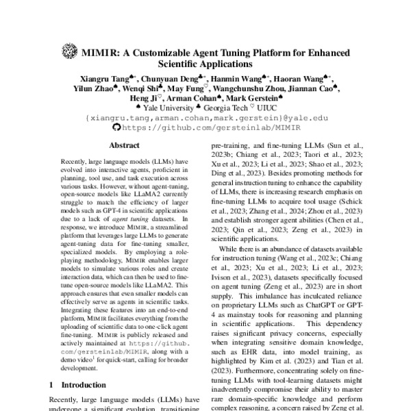 MIMIR: A Customizable Agent Tuning Platform for Enhanced Scientific Applications - ACL Anthology