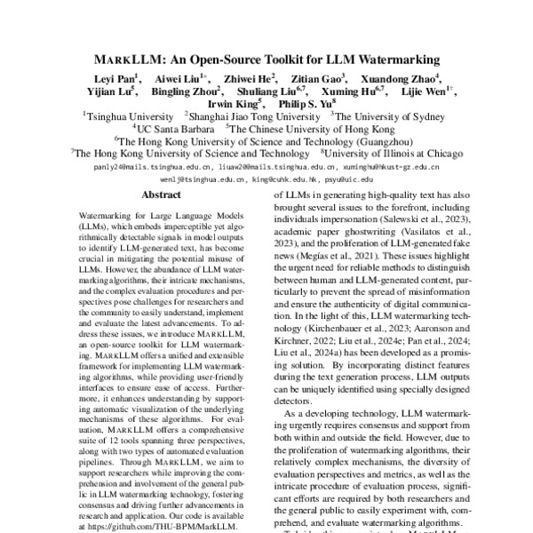 Markllm An Open Source Toolkit For Llm Watermarking Acl Anthology
