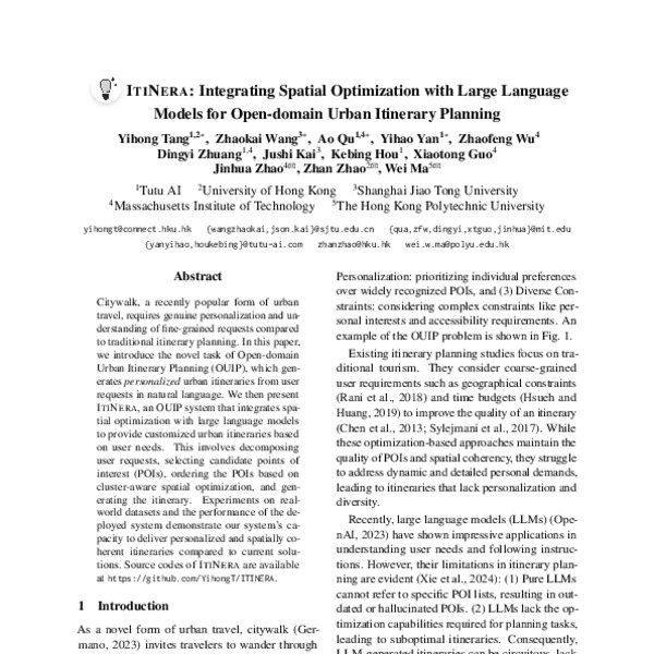 ItiNera: Integrating Spatial Optimization with Large Language Models for Open-domain Urban ...