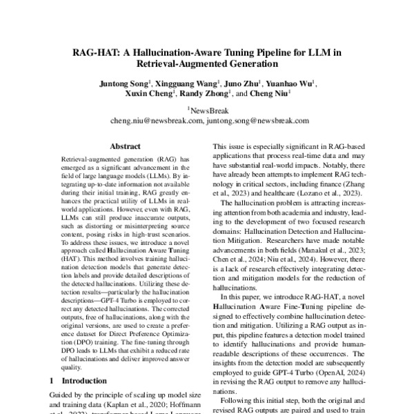 RAG-HAT: A Hallucination-Aware Tuning Pipeline for LLM in Retrieval ...
