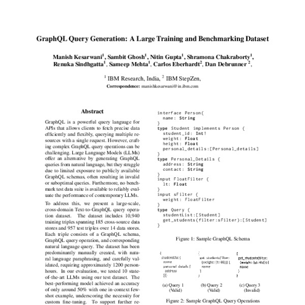 GraphQL Query Generation: A Large Training and Benchmarking Dataset - ACL Anthology