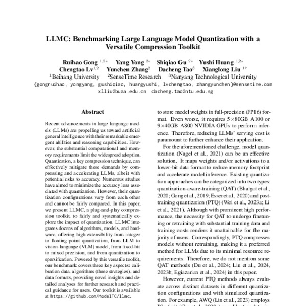LLMC: Benchmarking Large Language Model Quantization with a Versatile Compression Toolkit - ACL ...