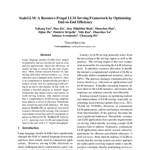 ScaleLLM: A Resource-Frugal LLM Serving Framework by Optimizing End-to ...