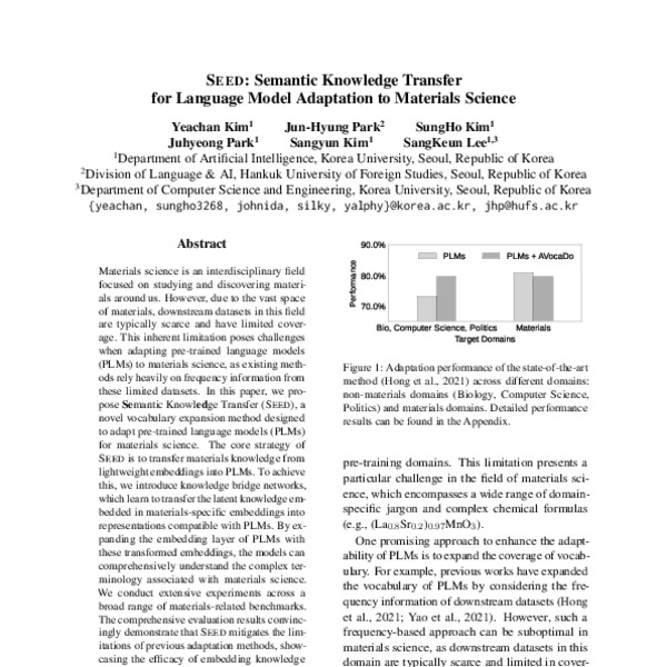 SEED: Semantic Knowledge Transfer for Language Model Adaptation to Materials Science - ACL Anthology