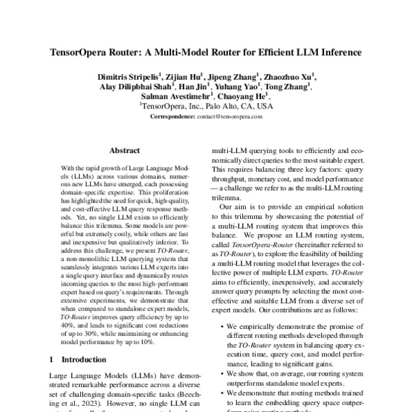 TensorOpera Router: A Multi-Model Router for Efficient LLM Inference - ACL Anthology