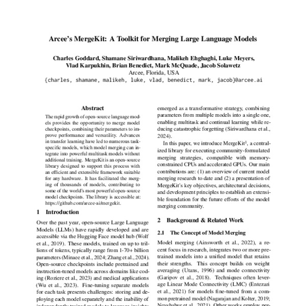 Arcees Mergekit A Toolkit For Merging Large Language Models Acl Anthology