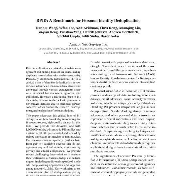 BPID: A Benchmark for Personal Identity Deduplication - ACL Anthology