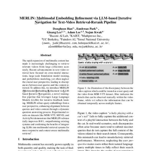 Merlin Multimodal Embedding Refinement Via Llm Based Iterative Navigation For Text Video