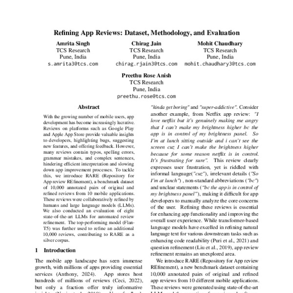 Refining App Reviews: Dataset, Methodology, and Evaluation - ACL Anthology