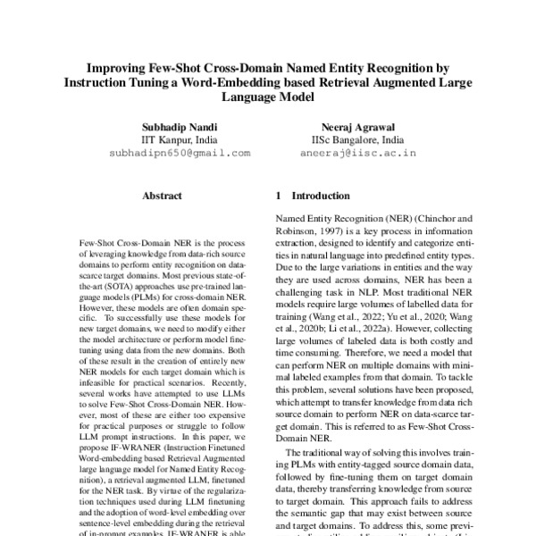 Improving Few-Shot Cross-Domain Named Entity Recognition by Instruction Tuning a Word-Embedding ...