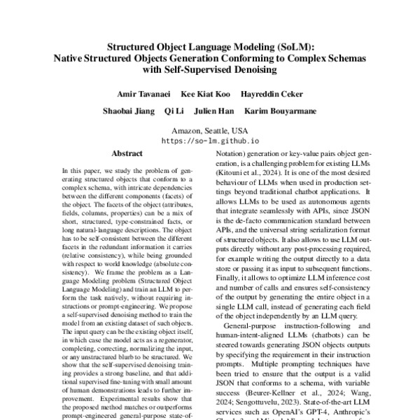Structured Object Language Modeling So Lm Native Structured Objects